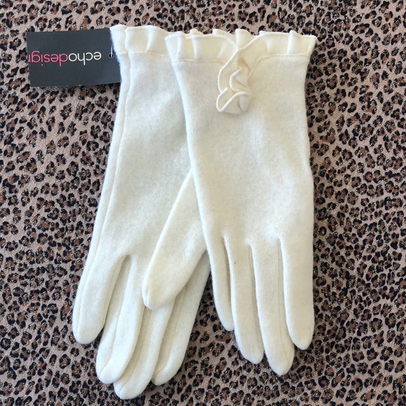 Echo Design | Accessories | Nwt Winter White Woolcashmere Nylon Ruffle ...